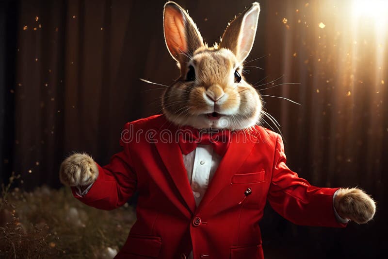 Rabit in red suit stock illustration. Illustration of rabit - 315655270