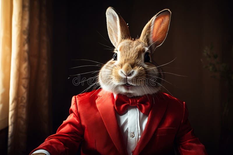 Rabit in red suit stock illustration. Illustration of suit - 315655291