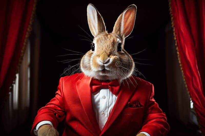 Rabit in red suit stock illustration. Illustration of light - 315655330
