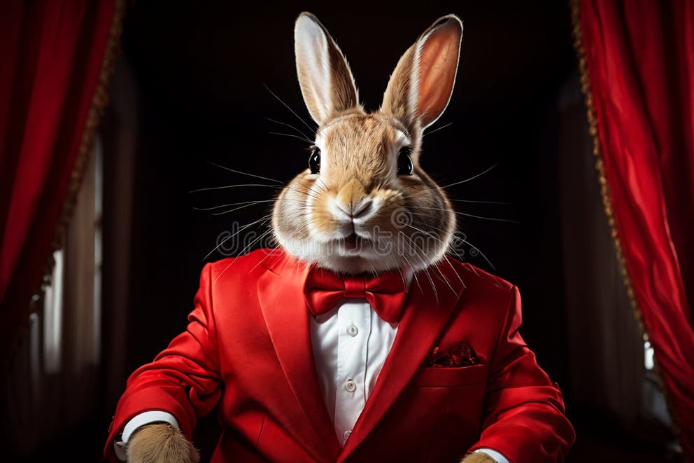 Rabit in red suit stock illustration. Illustration of light - 315655330