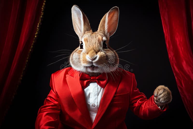 Rabit in red suit stock illustration. Illustration of suit - 315655428