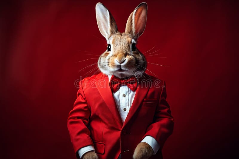Rabit in red suit stock illustration. Illustration of rabit - 315655443