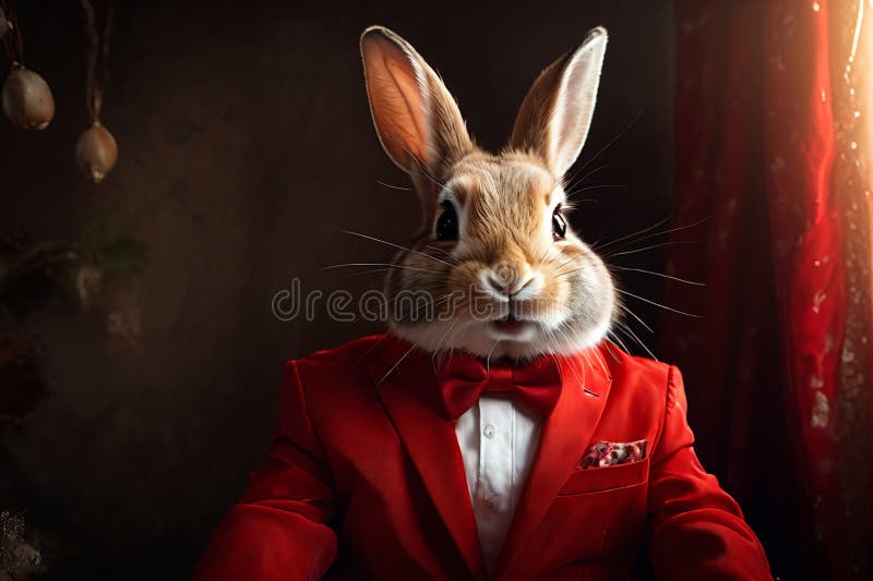 Rabit in red suit stock illustration. Illustration of light - 315654746