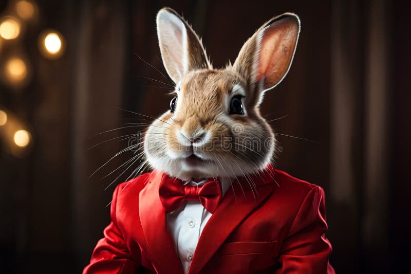 Rabit in red suit stock illustration. Illustration of rabbit - 315654754