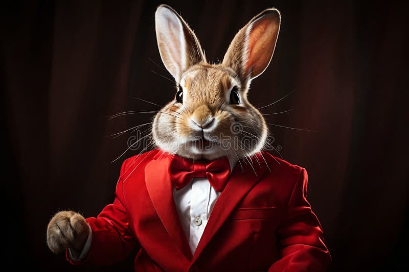 Rabit in red suit stock illustration. Illustration of rabbit - 315654783