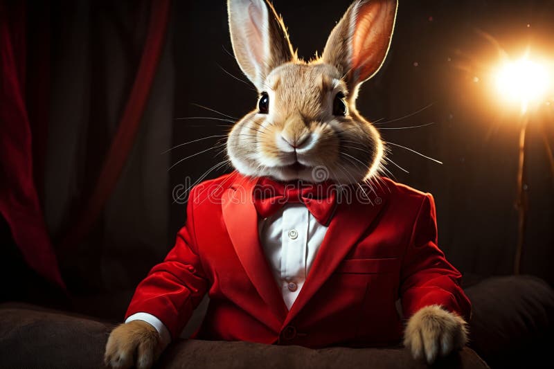 Rabit in red suit stock illustration. Illustration of rabit - 315654860