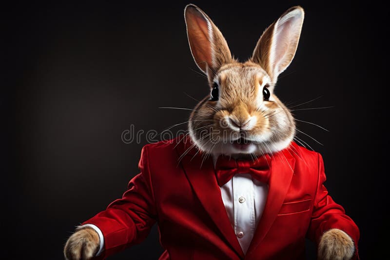 Rabit in red suit stock illustration. Illustration of rabit - 315654883