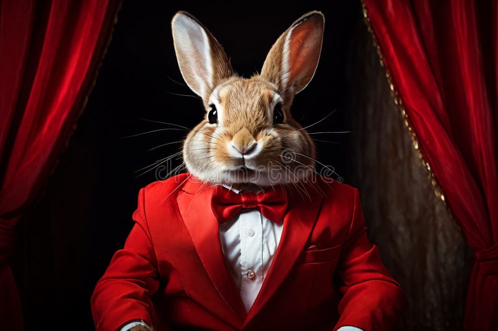 Rabit in red suit stock illustration. Illustration of suit - 315654899