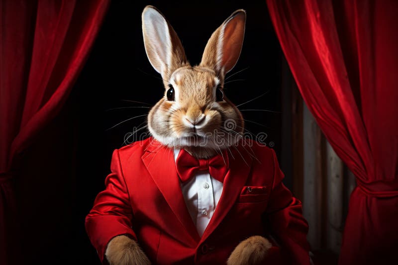 Rabit in red suit stock illustration. Illustration of light - 315655036