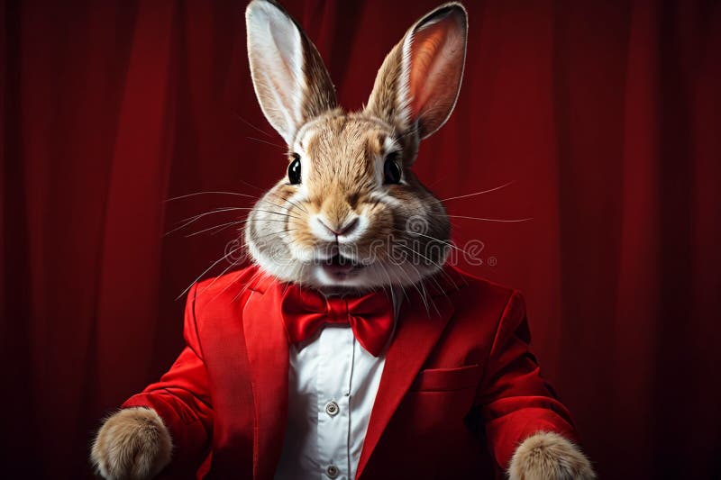 Rabit in red suit stock illustration. Illustration of generate - 315655075