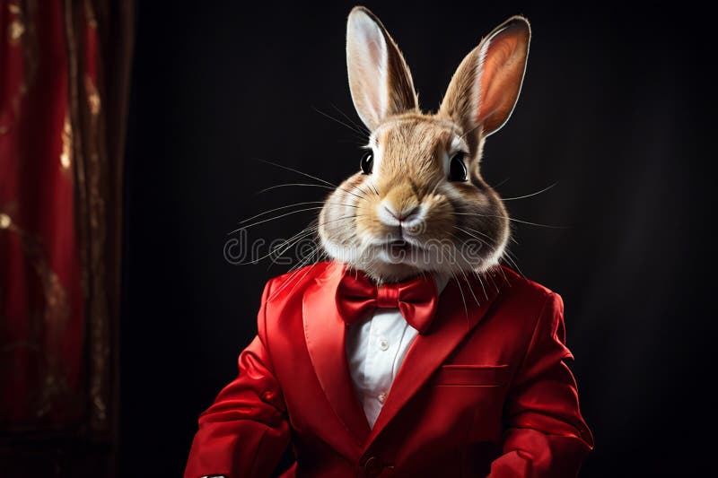 Rabit in red suit stock illustration. Illustration of light - 315655139