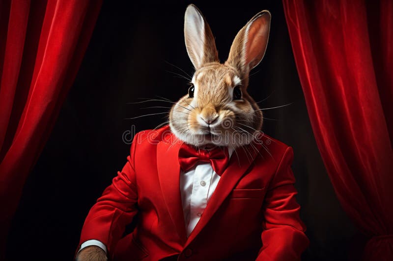 Rabit in red suit stock illustration. Illustration of rabbit - 315655171