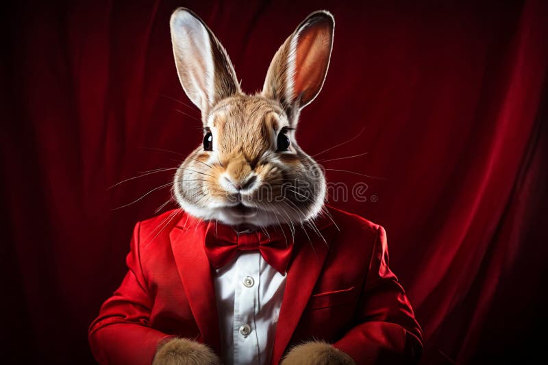 Rabit in red suit stock illustration. Illustration of rabbit - 315655223