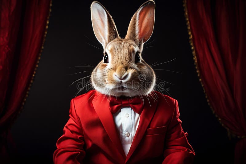 Rabit in red suit stock illustration. Illustration of suit - 315655269