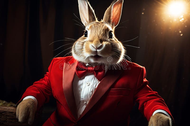 Rabit in red suit stock illustration. Illustration of rabit - 315655311