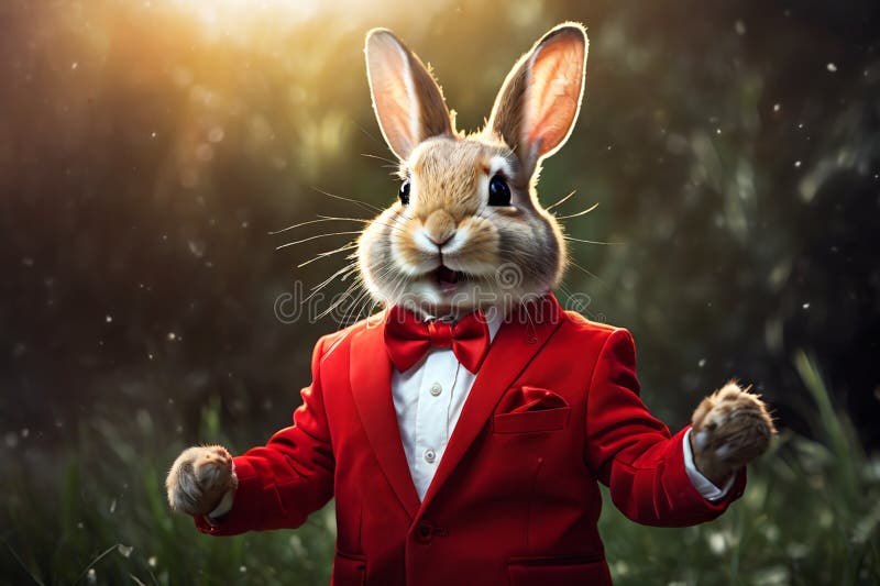 Rabit in red suit stock illustration. Illustration of rabit - 315655349
