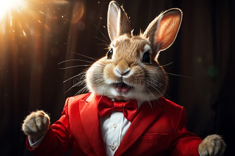 Rabit in red suit stock illustration. Illustration of suit - 315655395