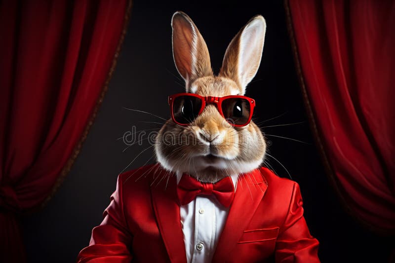 Rabit in red suit stock illustration. Illustration of rabbit - 315655459