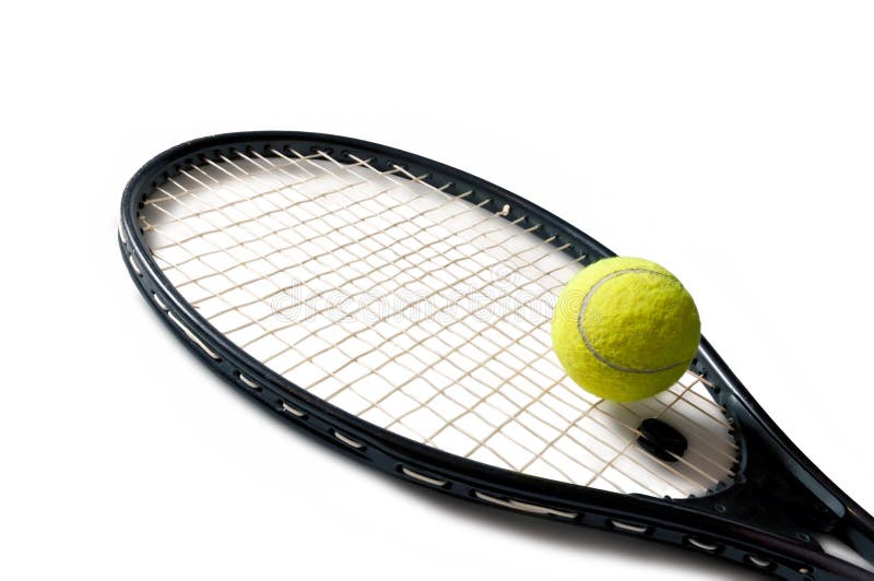 Racchetta Da Tennis Con Palline Fotografia Stock - Immagine di volo ...