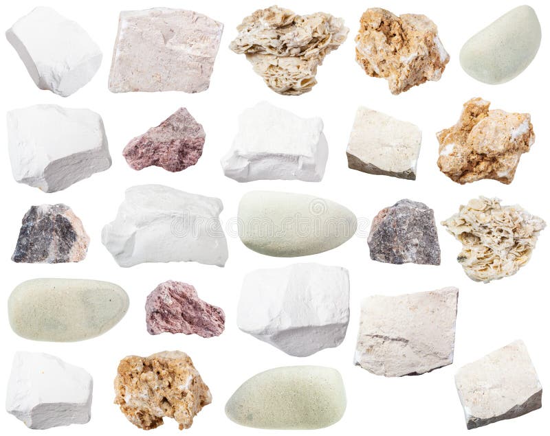 Raccolta Di Varie Rocce Del Calcare Isolate Fotografia Stock - Immagine ...