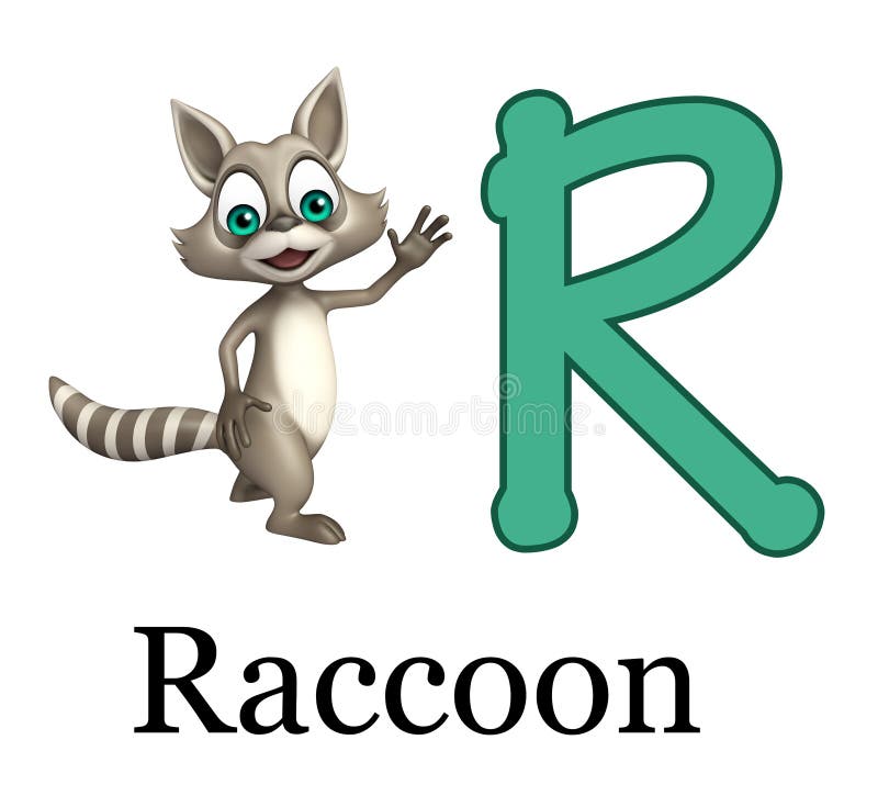 Raccoon with alphabet stock illustration. Illustration of lesson - 70015108