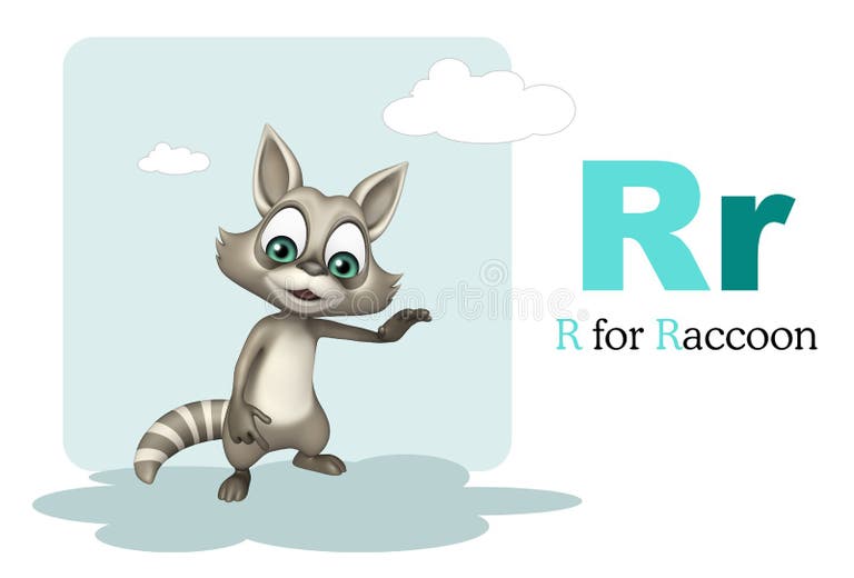 Raccoon with alphabet stock illustration. Illustration of lettering ...