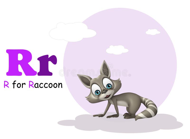Raccoon with alphabet stock illustration. Illustration of design - 70060199