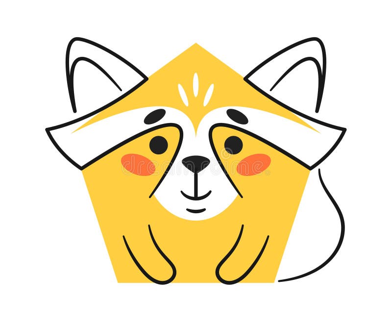 Raccoon Animal Pentagon Geometric Shape Stock Vector - Illustration of ...