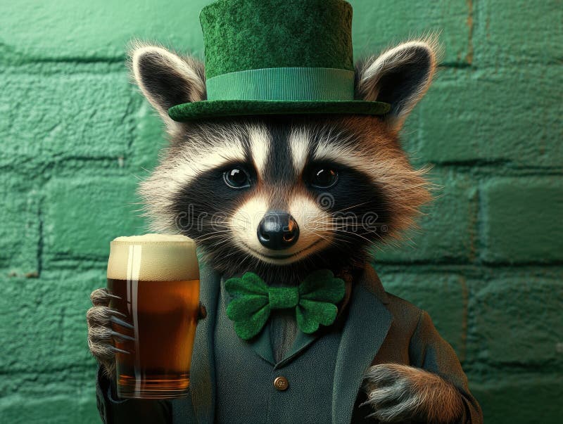 Raccoon with Beer Hat stock photo. Image of animals - 376713616