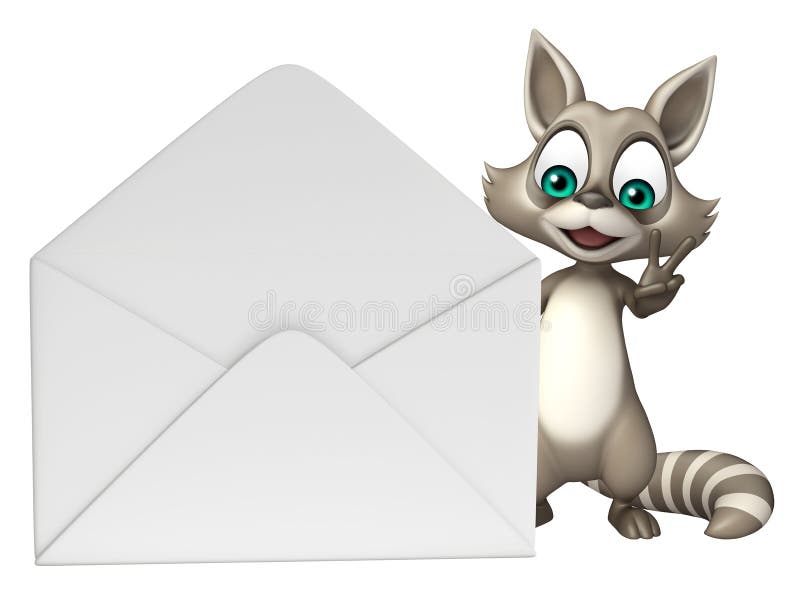 Raccoon Cartoon Character with Mail Stock Illustration - Illustration ...