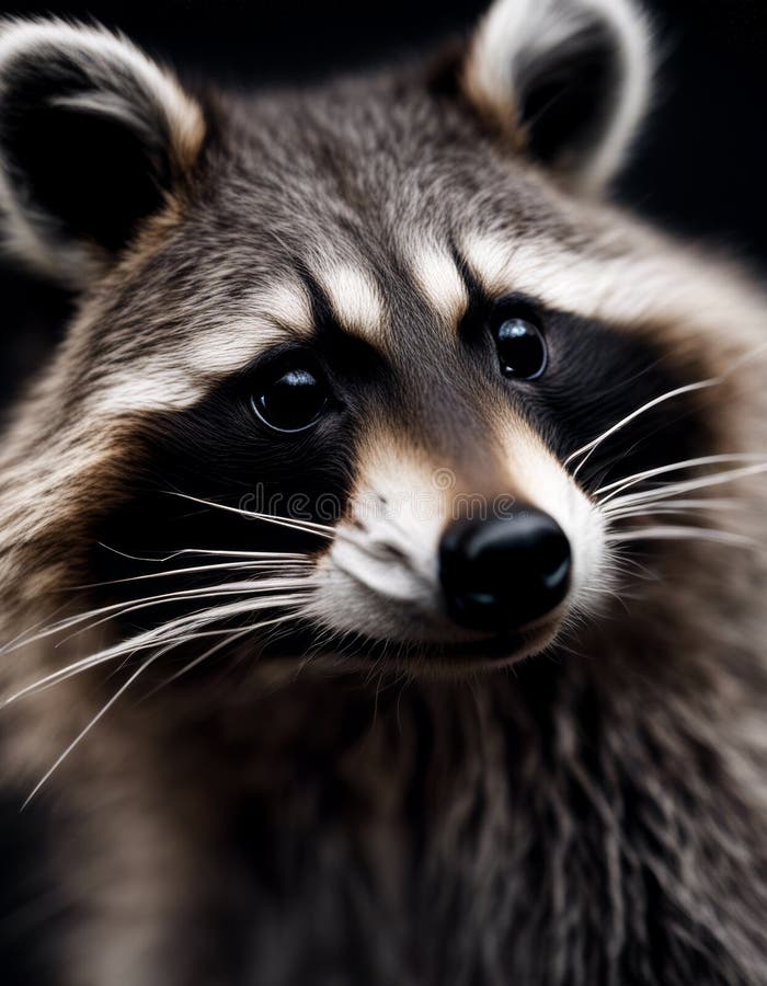 Raccoon Close Background Black Stock Illustration - Illustration of ...