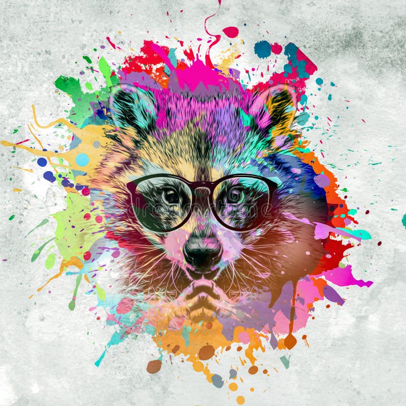 Raccoon on White Background Art Stock Illustration - Illustration of ...