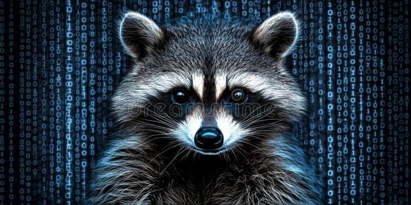 Raccoon in Digital Matrix Cybersecurity, Hacking, Data Protection, and ...