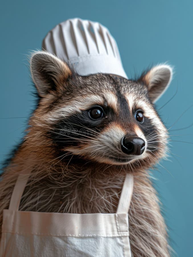 Raccoon Dressed As a Chef with Hat and Apron, Ready To Cook. Stock ...