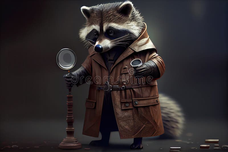 Raccoon Dressed in a Detective Trench Coat Stock Illustration ...