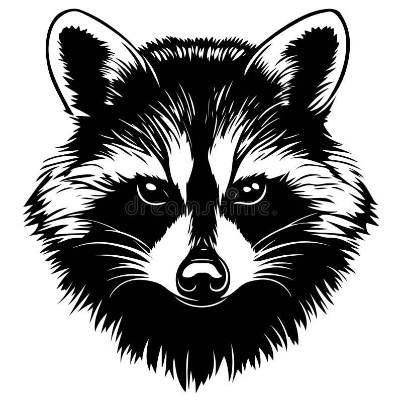 Raccoon Face Silhouette Vector Illustration Stock Vector - Illustration ...