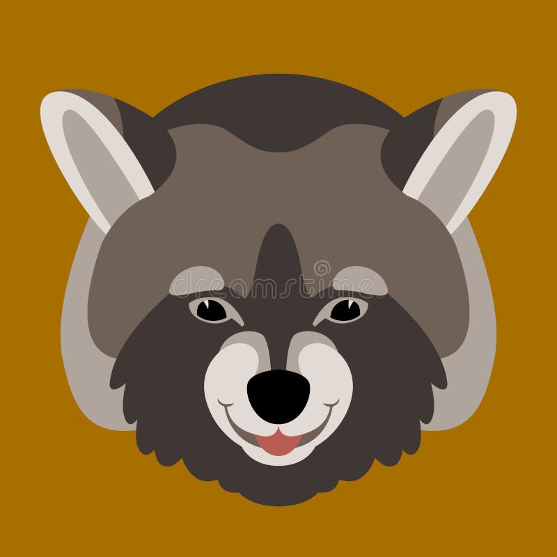 Raccoon Face Vector Illustration Flat Style Front Stock Vector ...