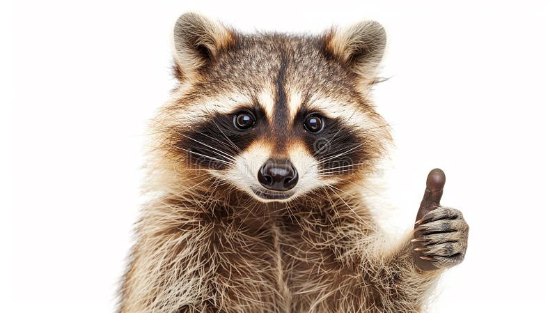 A Raccoon Giving a Thumbs Up Isolated on White Background Stock ...