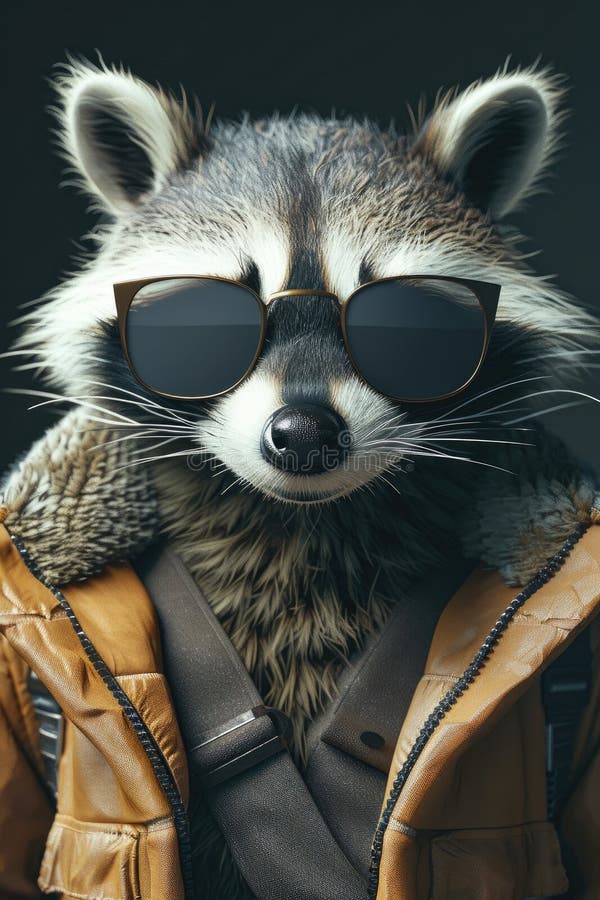 Raccoon in Glasses. Selective Focus Stock Illustration - Illustration ...