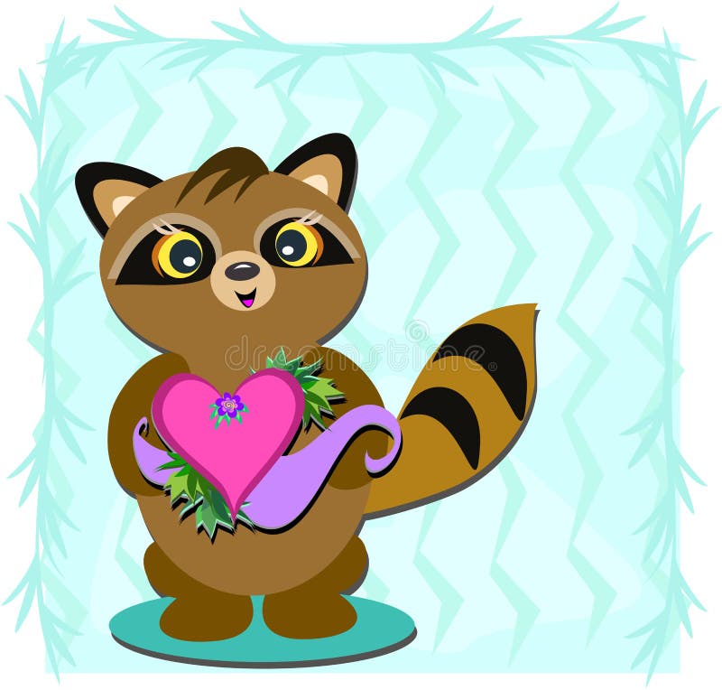 Raccoon with Heart stock vector. Illustration of design - 16579186