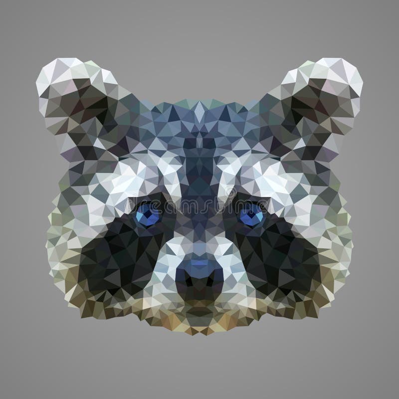 Raccoon low poly portrait stock vector. Illustration of form - 66388890