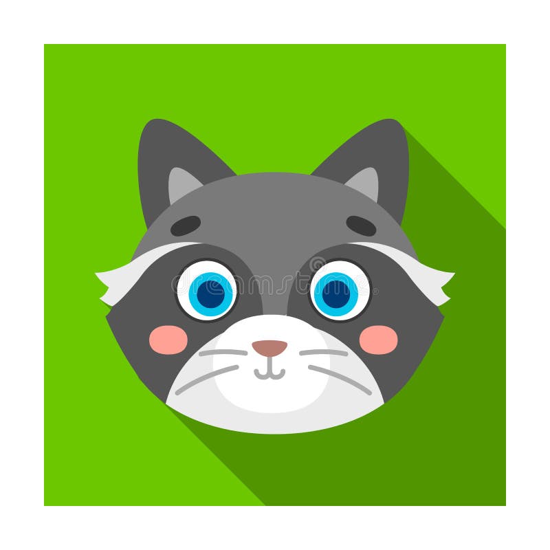 Raccoon Muzzle Icon in Flat Style Isolated on White Background. Animal ...
