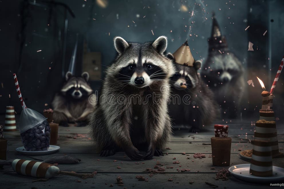 Raccoon Party. AI Generated Stock Illustration - Illustration of ...