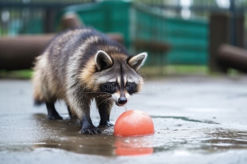Raccoon Playing with Ball in Park Playground Stock Illustration ...