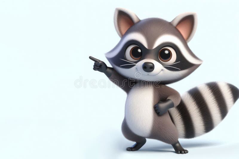 Raccoon Pointing in One Direction. Space for Text. Stock Illustration ...