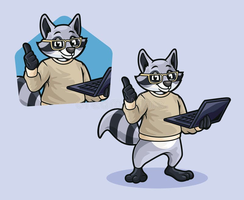 Raccoon Software Engineer Mascot Design Stock Vector - Illustration of ...