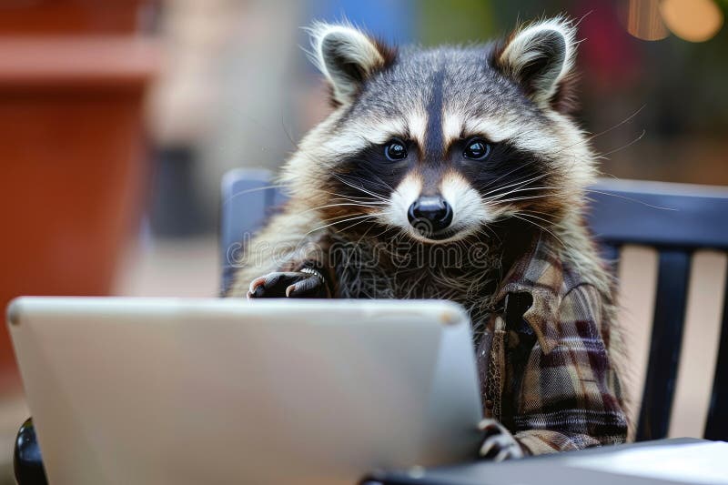 A Raccoon in a Tech Startup Donning Hacker Chic Symbolizing ...
