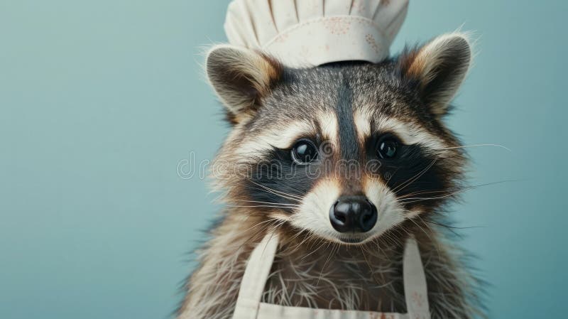 Raccoon Wearing a Chef S Hat and Apron, Ready To Cook. Stock Photo ...