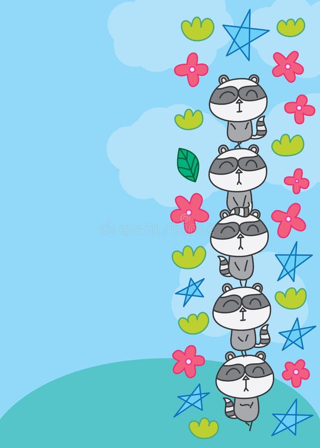 Raccoon zen vertical cute stock vector. Illustration of children - 88765836