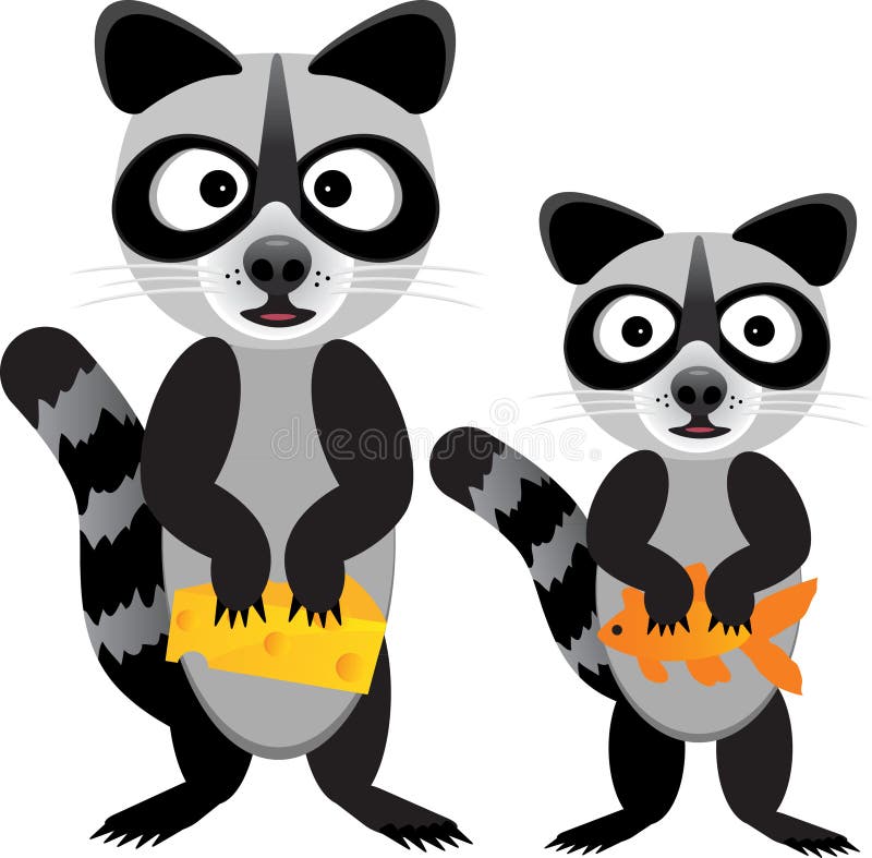 Raccoons stealing food stock illustration. Illustration of animals ...